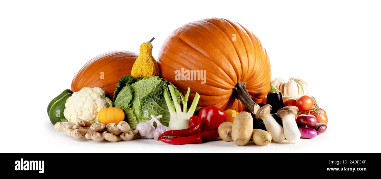 Harvest of many vegetables isolated on white background Stock Photo - Alamy