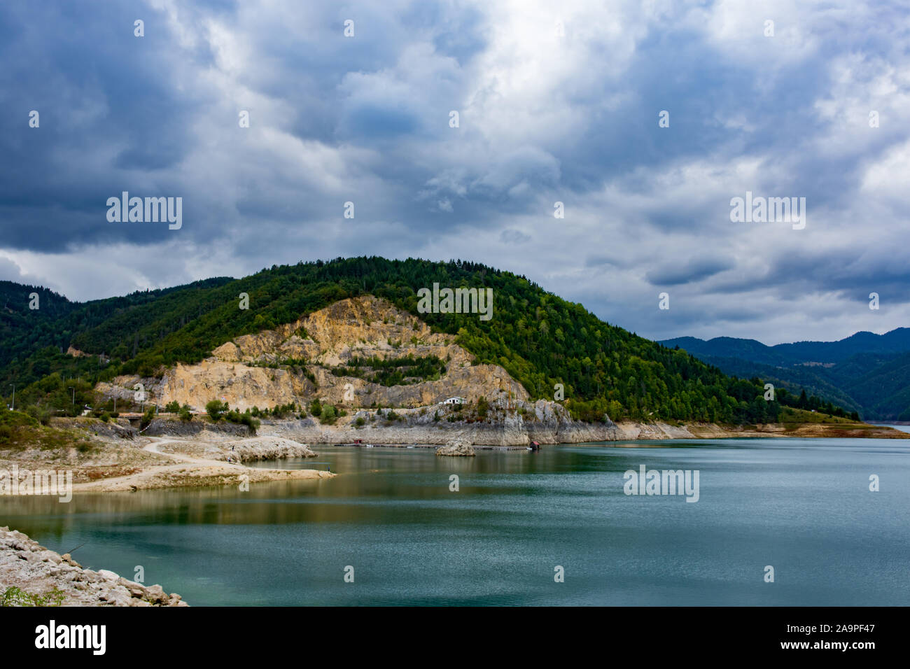 Beautiful lake colors, complemented by the sky and the surrounding ...