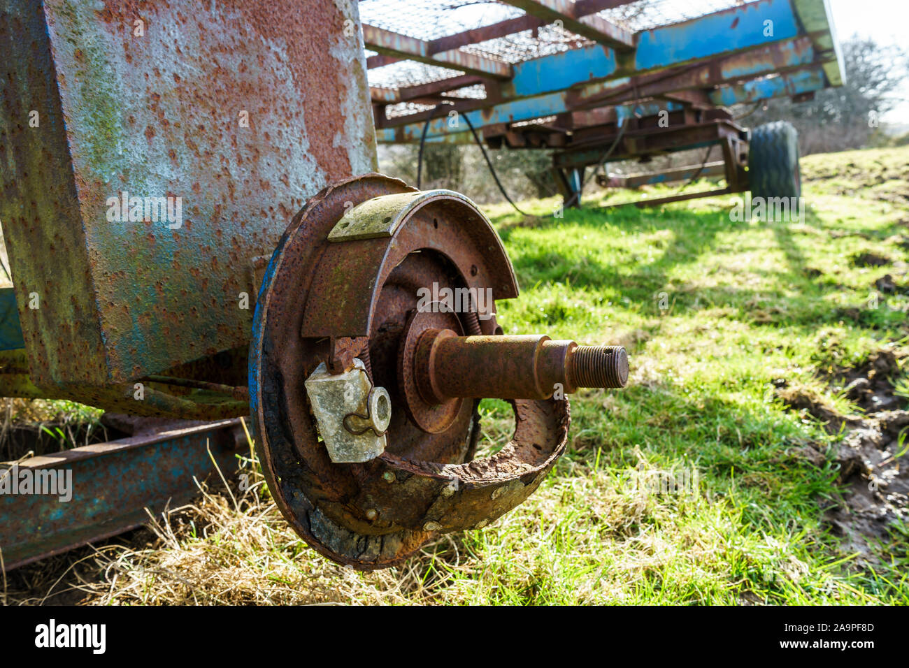 damaged trailer abandoned in a field Stock Photo - Alamy