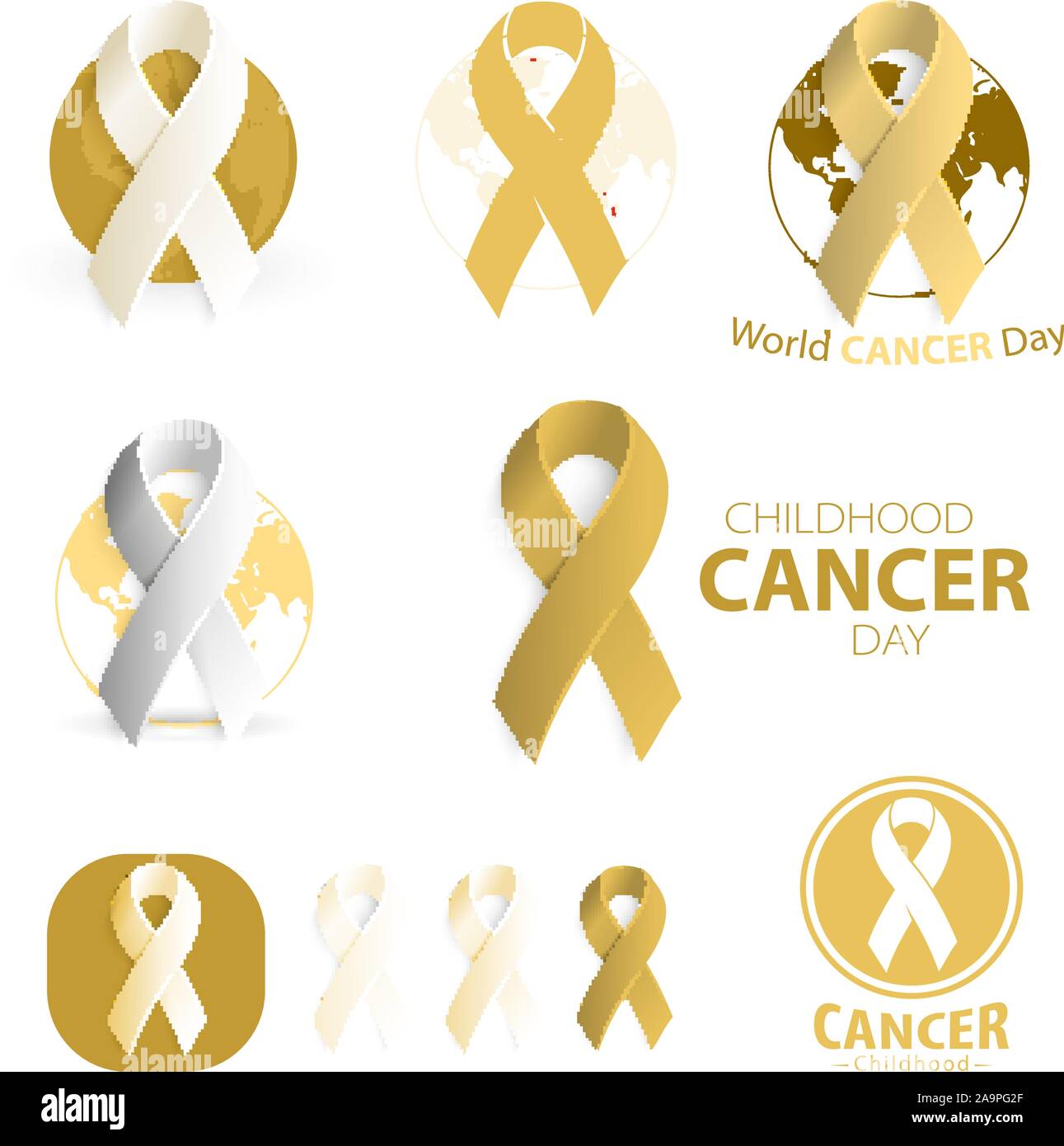 Childhood cancer day symbol collecion. Abstract ribbon sign. Medical ...