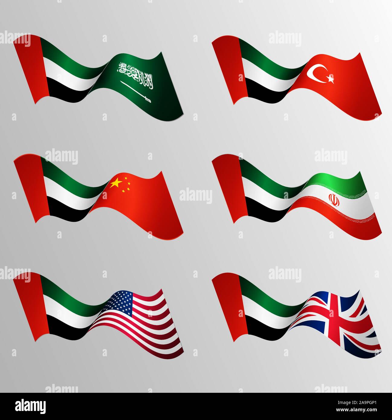 flag of the United Arab Emirates. Vector waving flags. Union ...