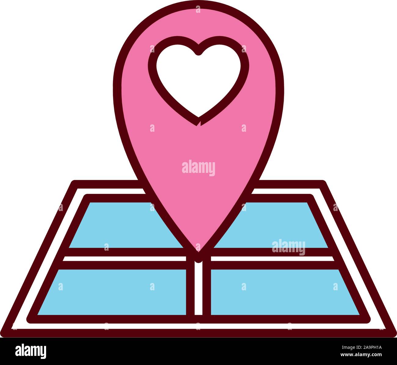 heart pointer map navigation romantic passion love flat line vector illustration Stock Vector ...