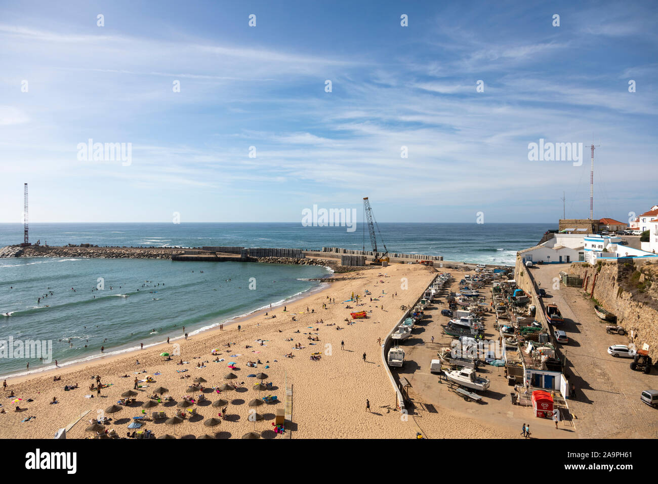 Ericeira, Near Lisbon, Portugal. Fishing port and beach Stock Photo - Alamy