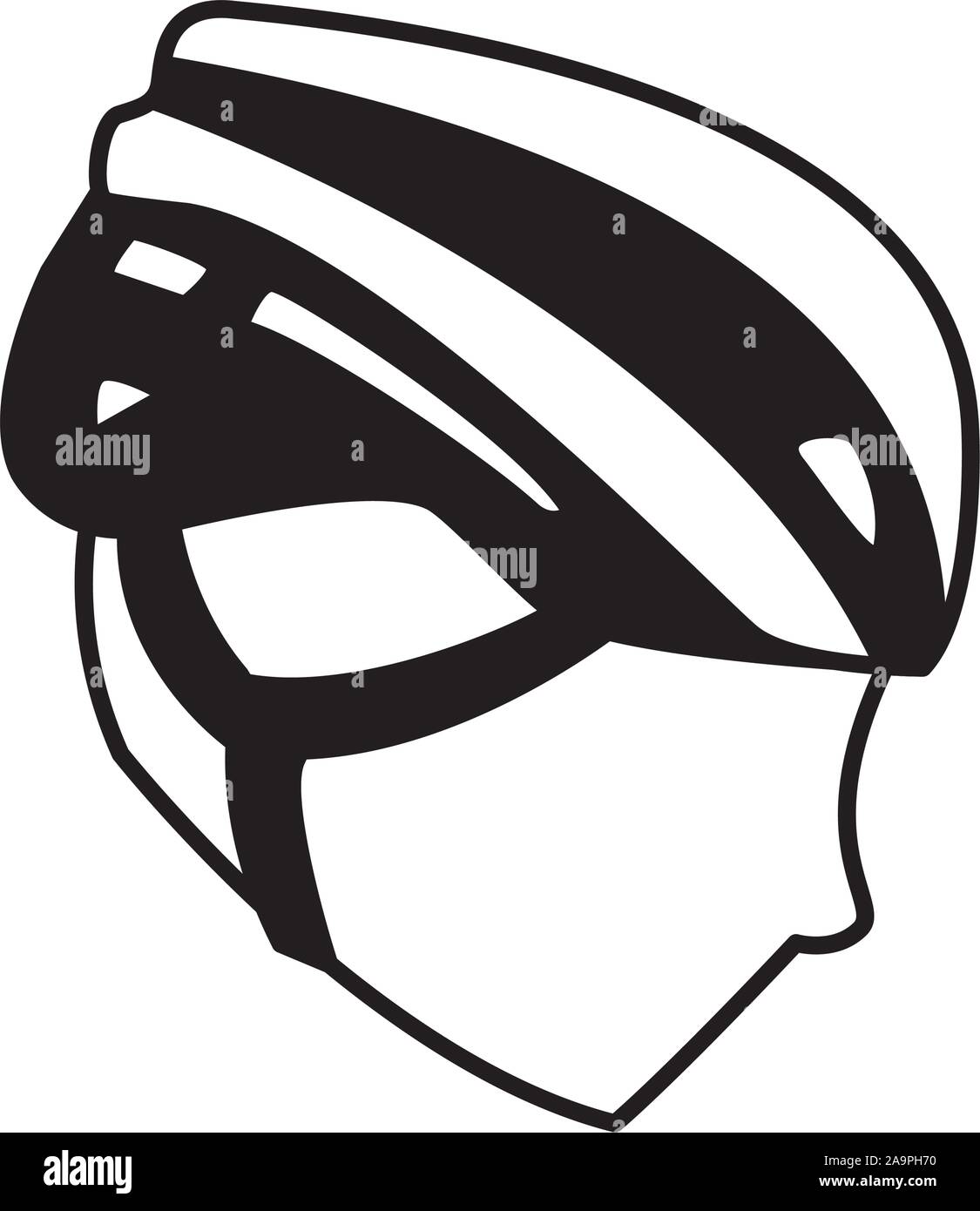 sport head with helmet cycling block line style vector illustration ...
