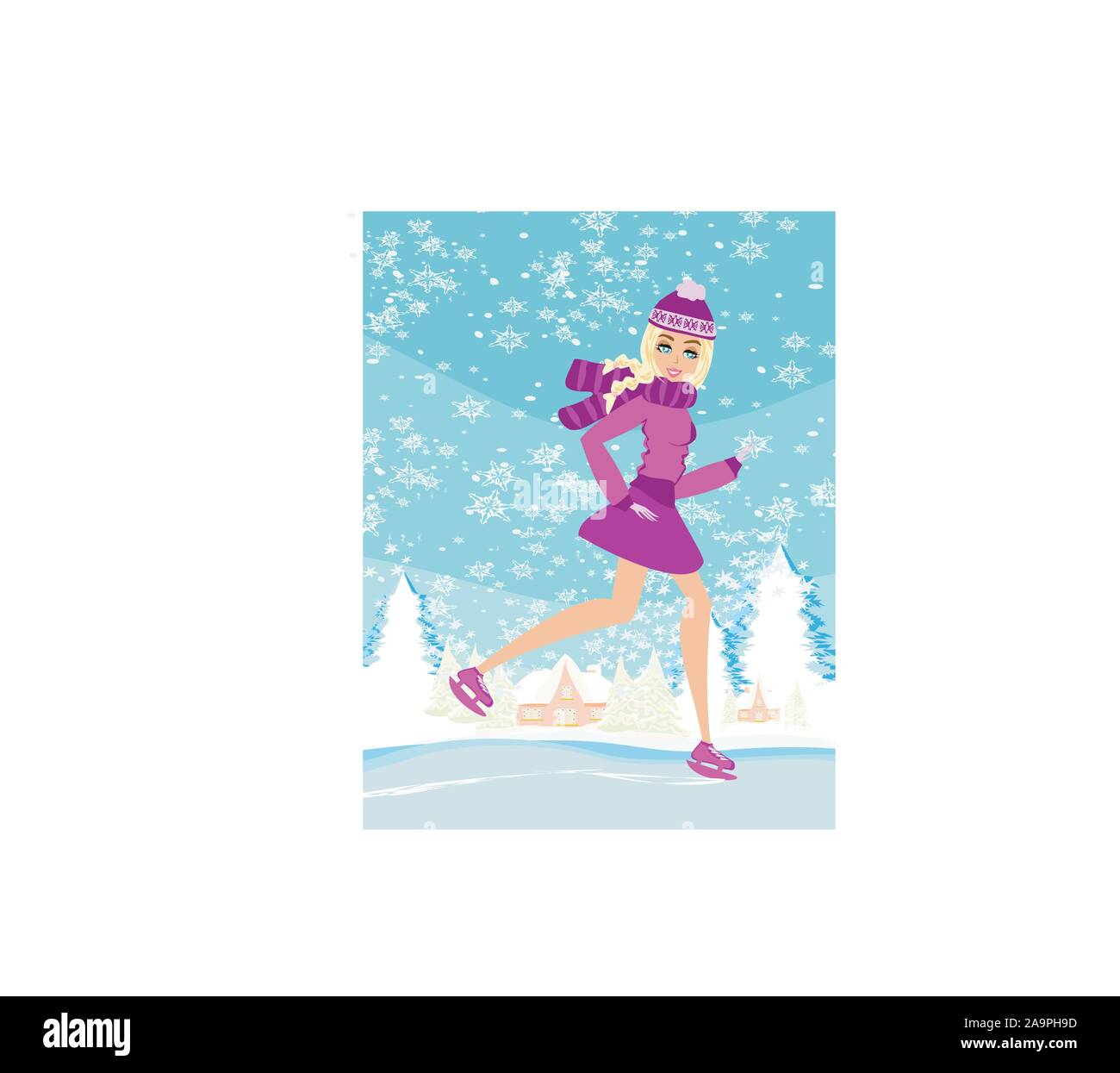 winter ice skating Girl, illustration Stock Vector Image & Art - Alamy