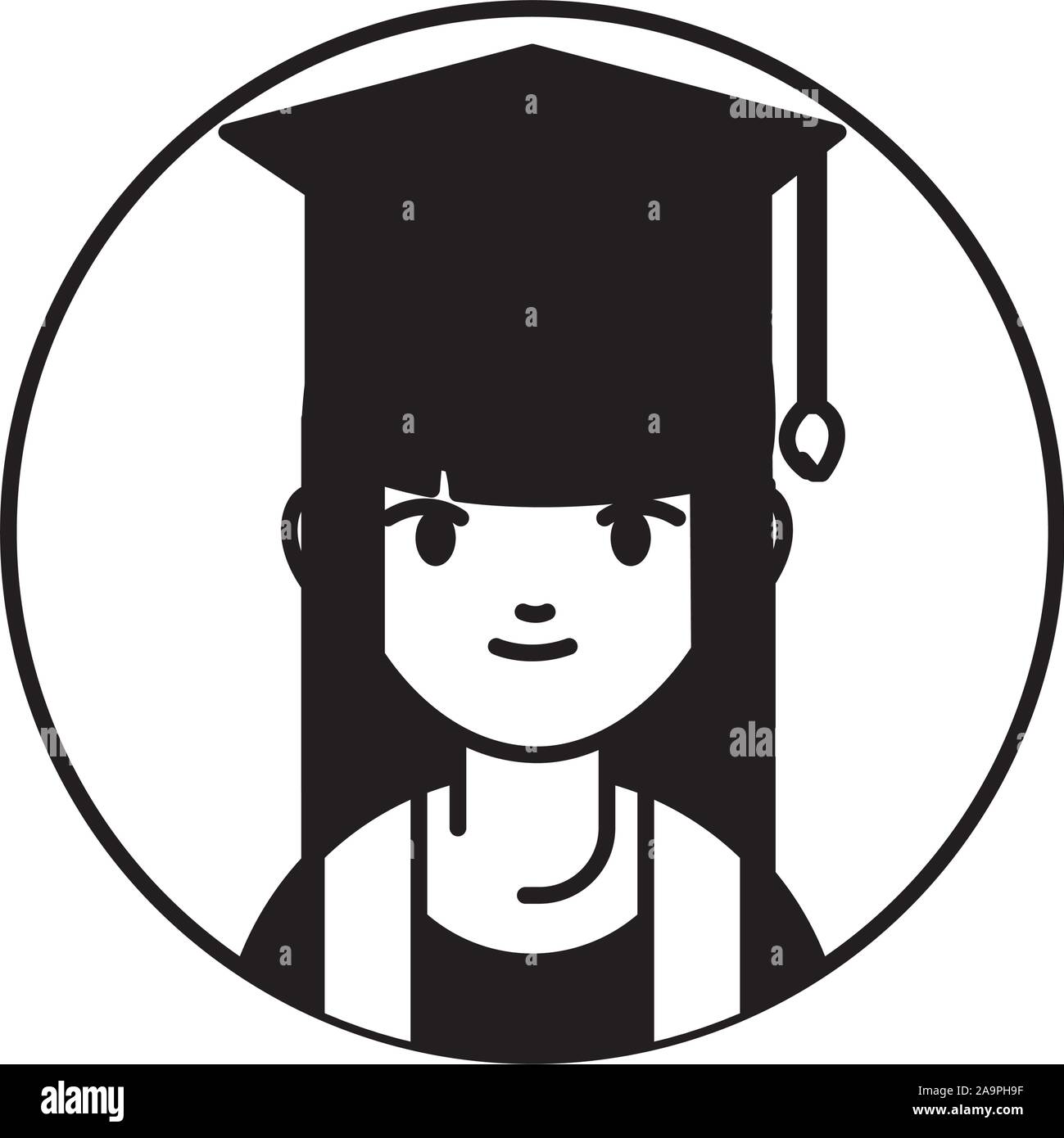 graduate woman student , person block line vector illustration Stock ...