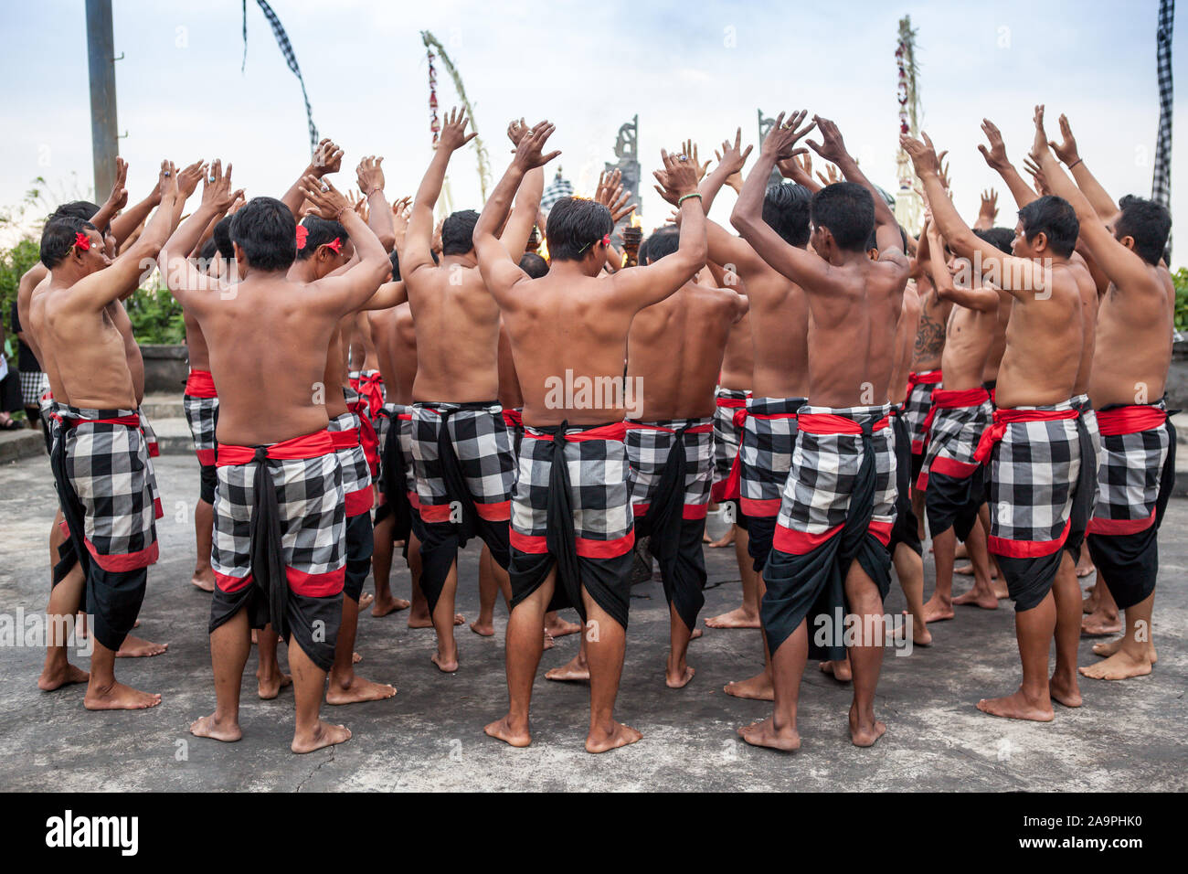 BALI, INDONESIA - february 20, 2013 : Traditional Balinese houses with ...