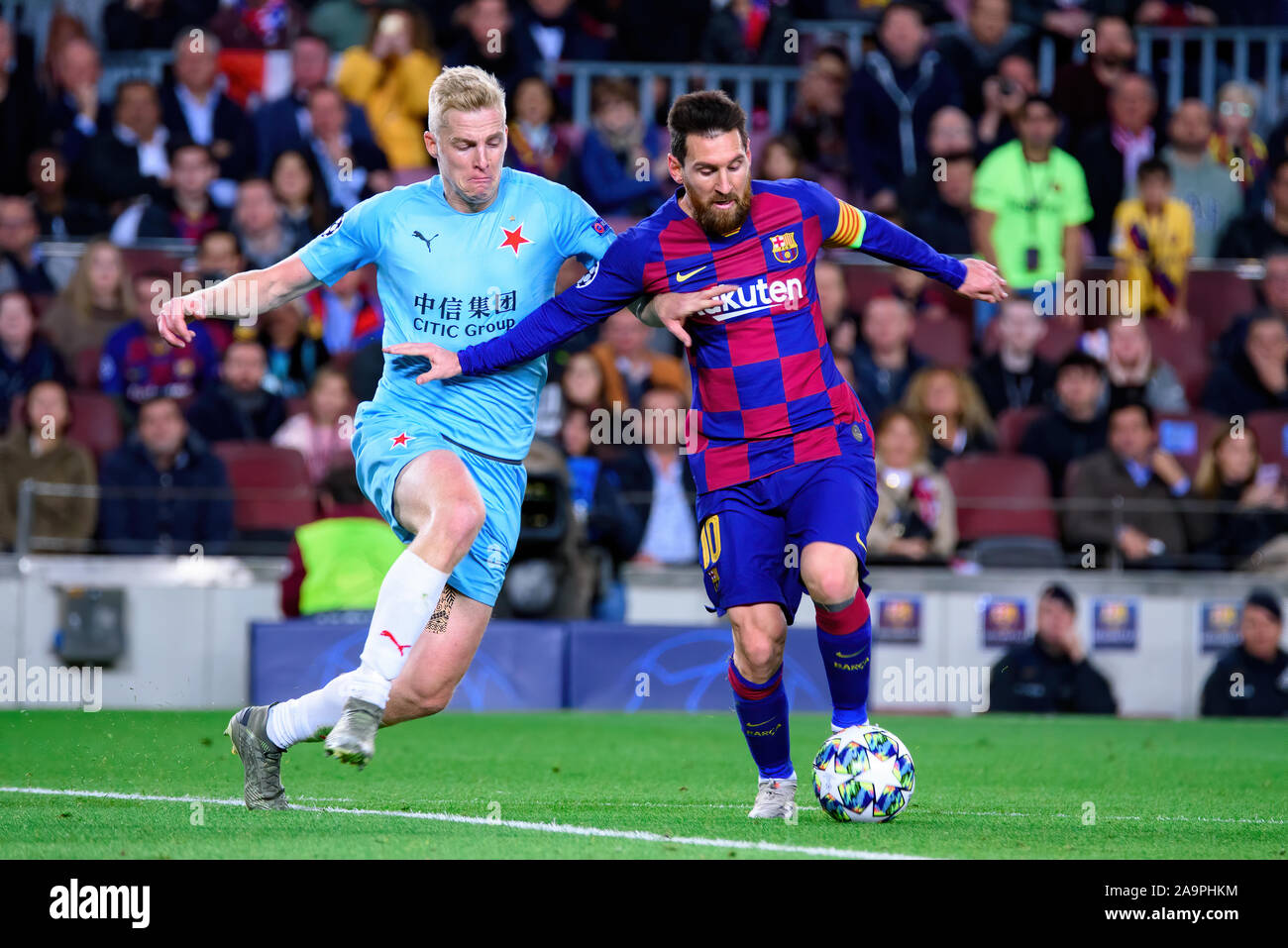 BARCELONA - NOV 5: Lionel Messi plays at the Champions League match ...
