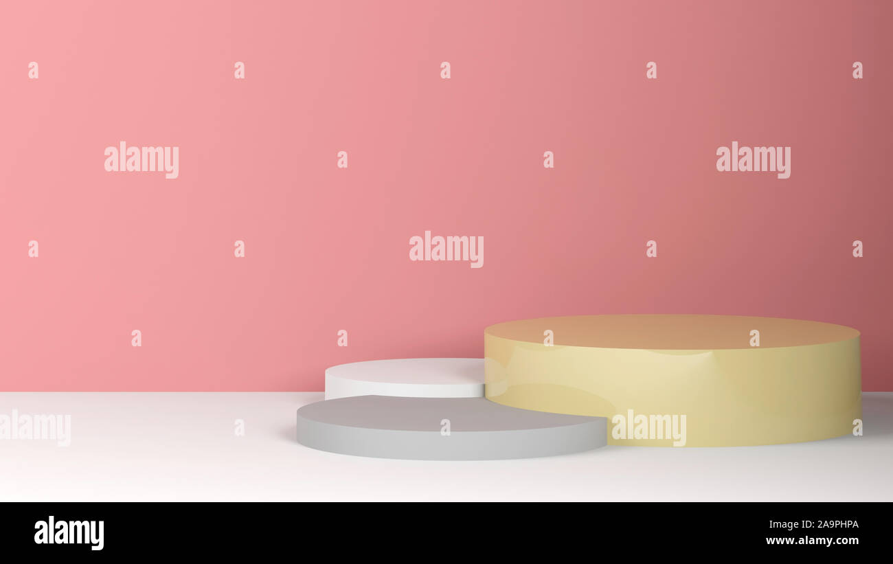 Minimal installation of cylinders is in an empty abstract interior ...