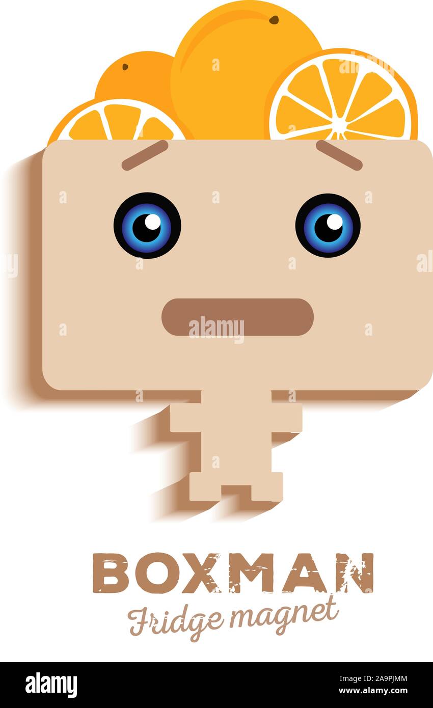Box of fruit. Banana. Chibi. Kawaii. Fridge Magnet. Cardboard boxes ...