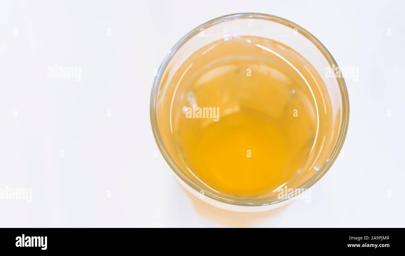 TOP VIEW Fresh tea in clear glass on isolate white background . Tea ...