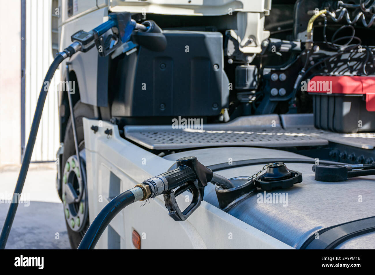 Refueling adblue in a truck Stock Photo - Alamy
