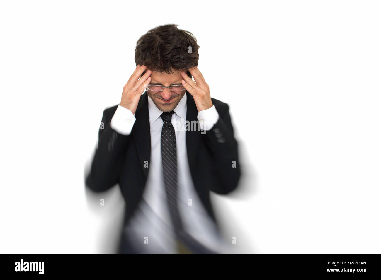 Stressed business man isolated on white background. Man with suit and ...