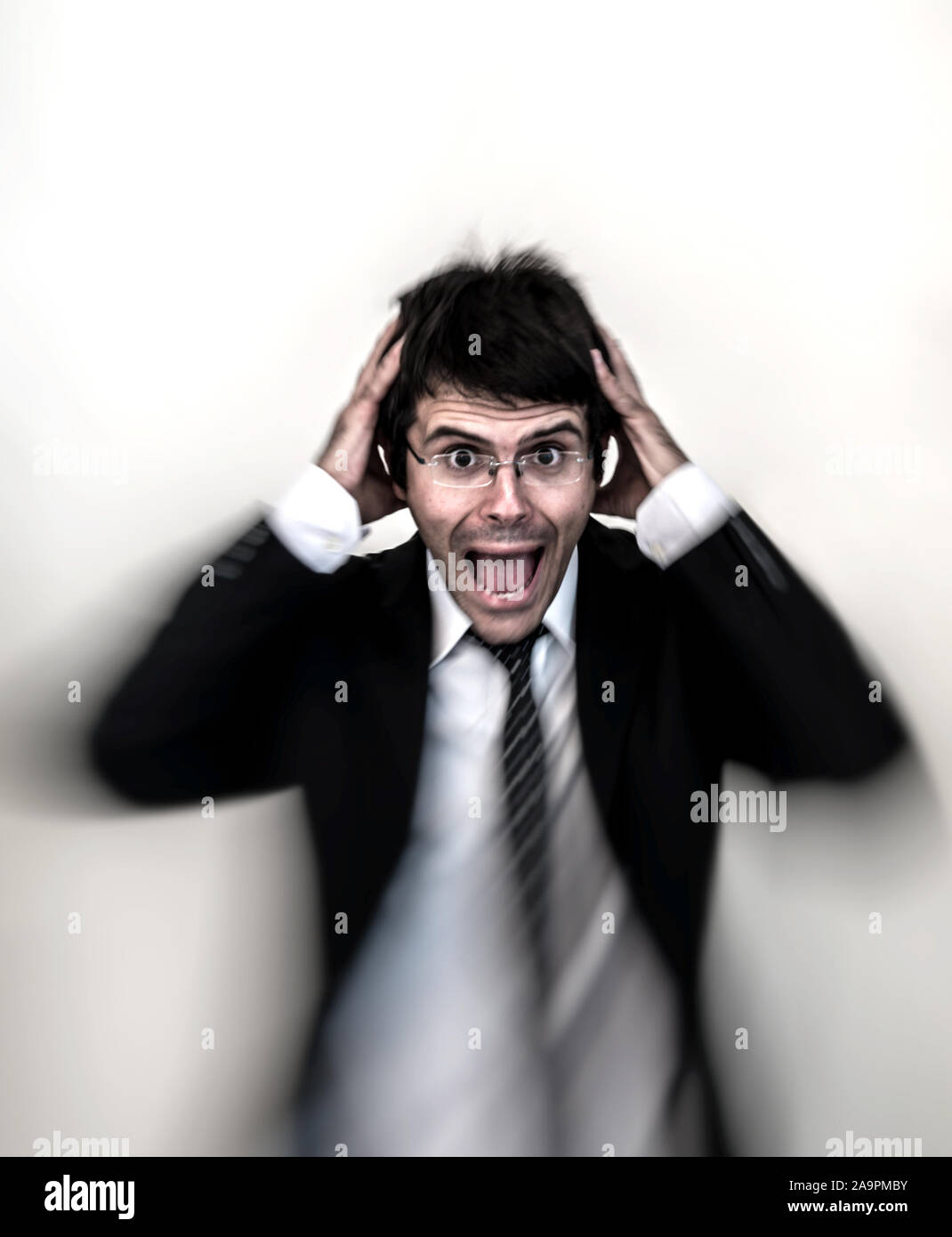 Stressed business man isolated on white background. Man with suit and ...