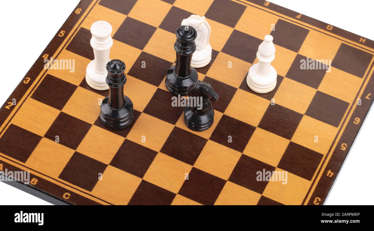 wooden checkerboard with figures Stock Photo - Alamy