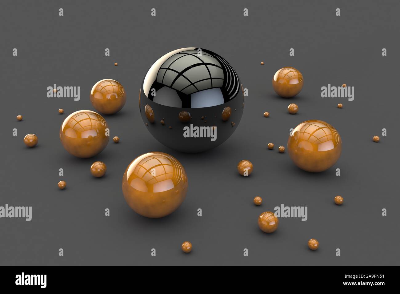3D balls with a glossy coating on a gray empty background Stock Photo ...