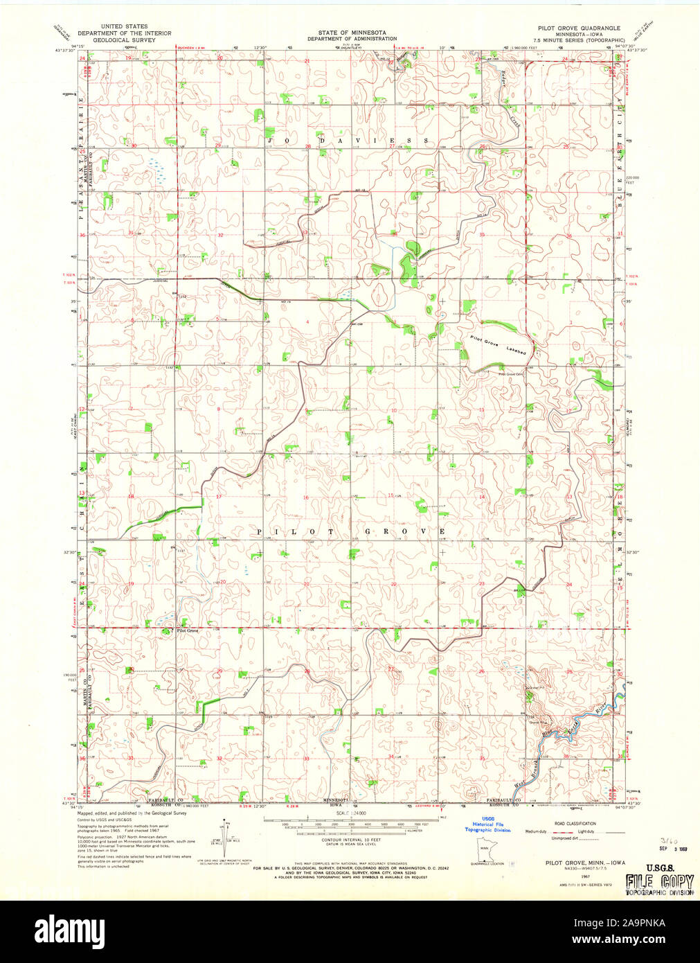 USGS TOPO Map MInnesota MN Pilot Grove 805266 1967 24000 Restoration ...