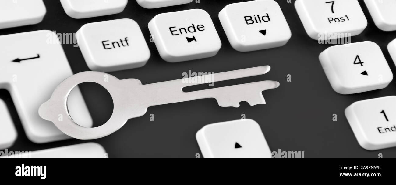 Data protection concept keyboard with key background Stock Photo - Alamy
