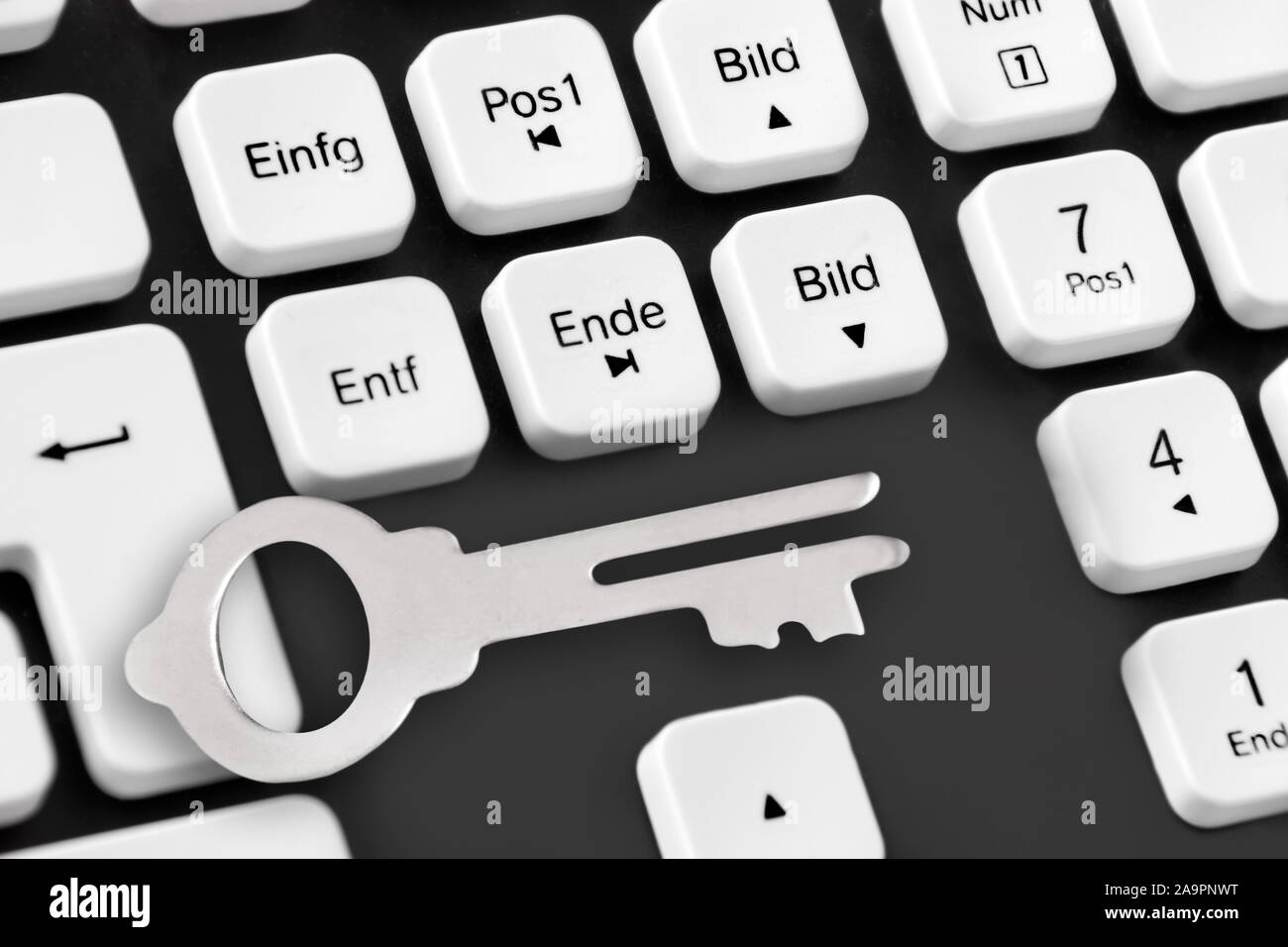 Data protection concept keyboard with key background Stock Photo - Alamy