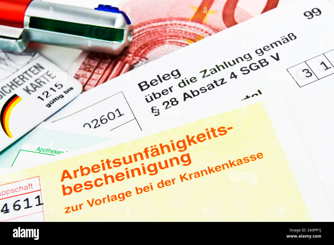 German certificate of incapacity for work Stock Photo - Alamy