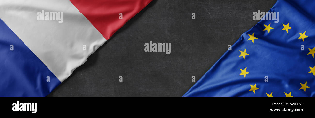 Flags of France and the European Union with copy space Stock Photo - Alamy