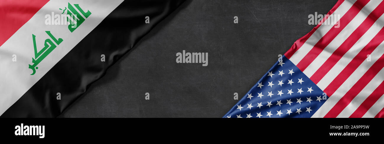 Flags of Iraq and the United States of America with copy space Stock ...