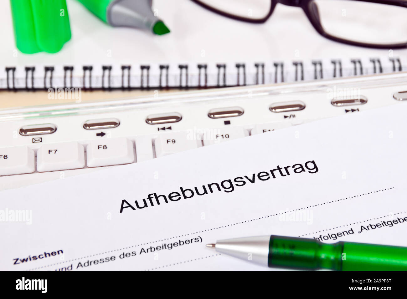 German Termination agreement background close-up Stock Photo - Alamy