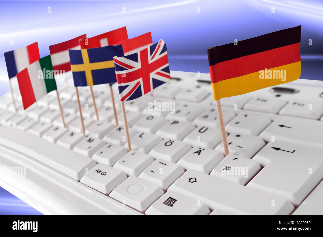 Europe keyboard with flags background Stock Photo - Alamy