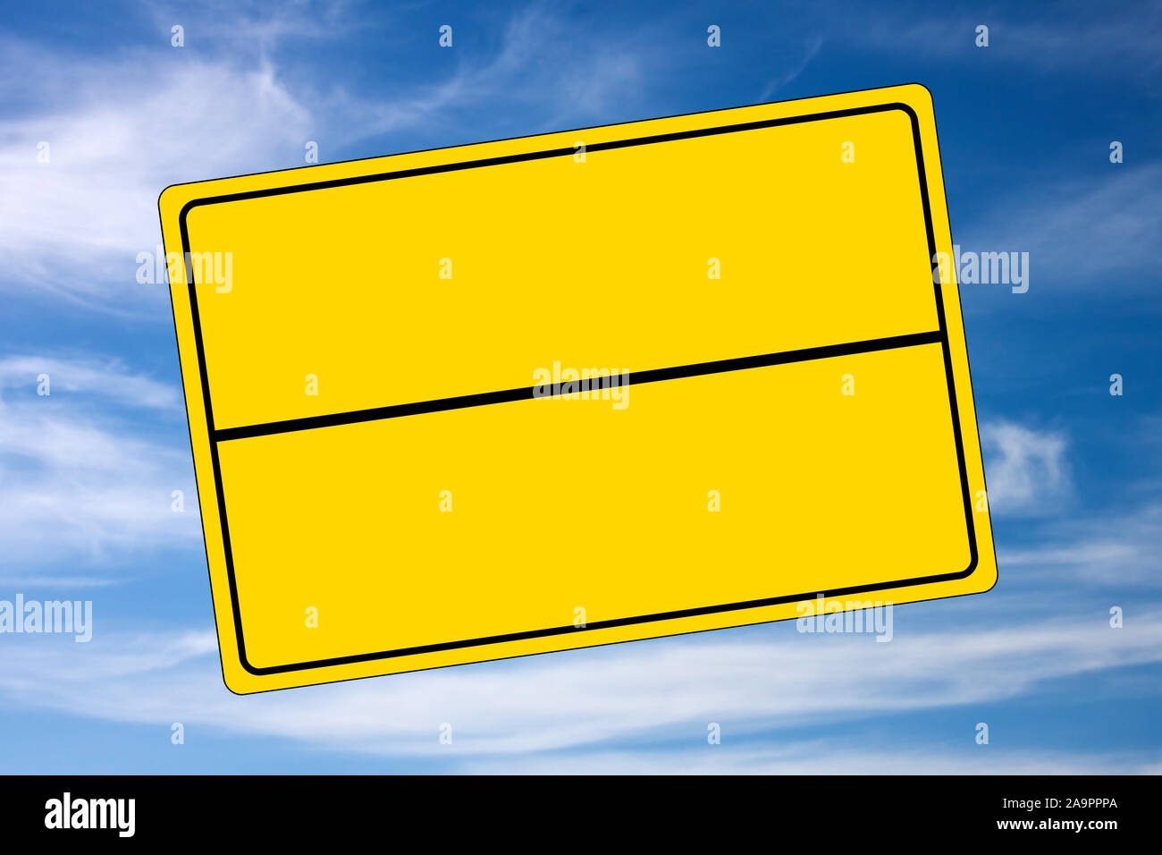 Road sign yellow with copy space on sky background Stock Photo - Alamy