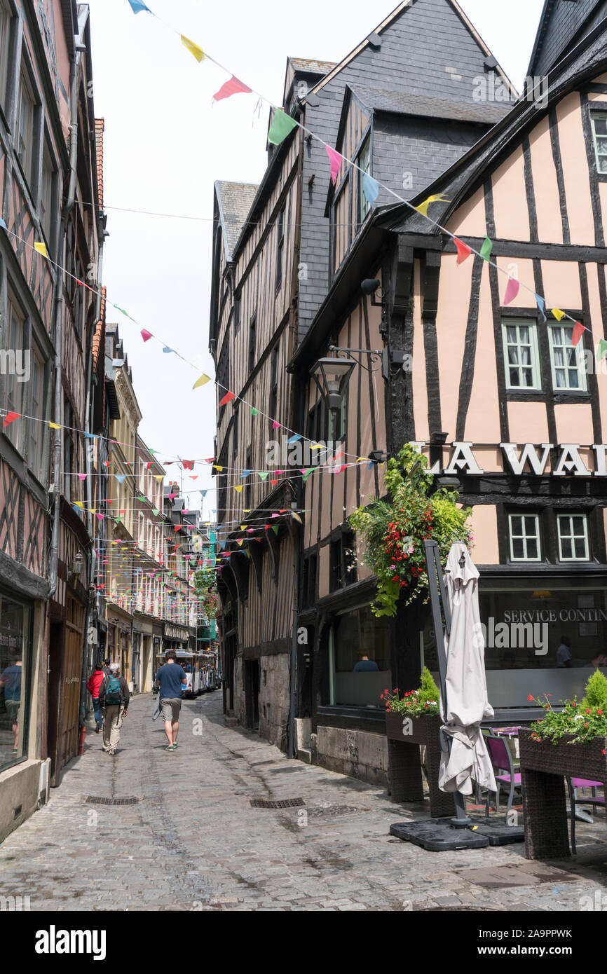 Rouen, Seine-Maritime / France - 12 August 2019: tourists visit the ...