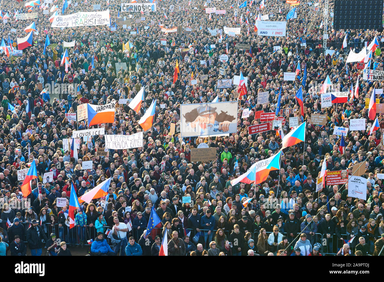 PRAGUE/ CZECH REPUBLIC - NOVEMBER 16, 2019: Thousands of people were ...