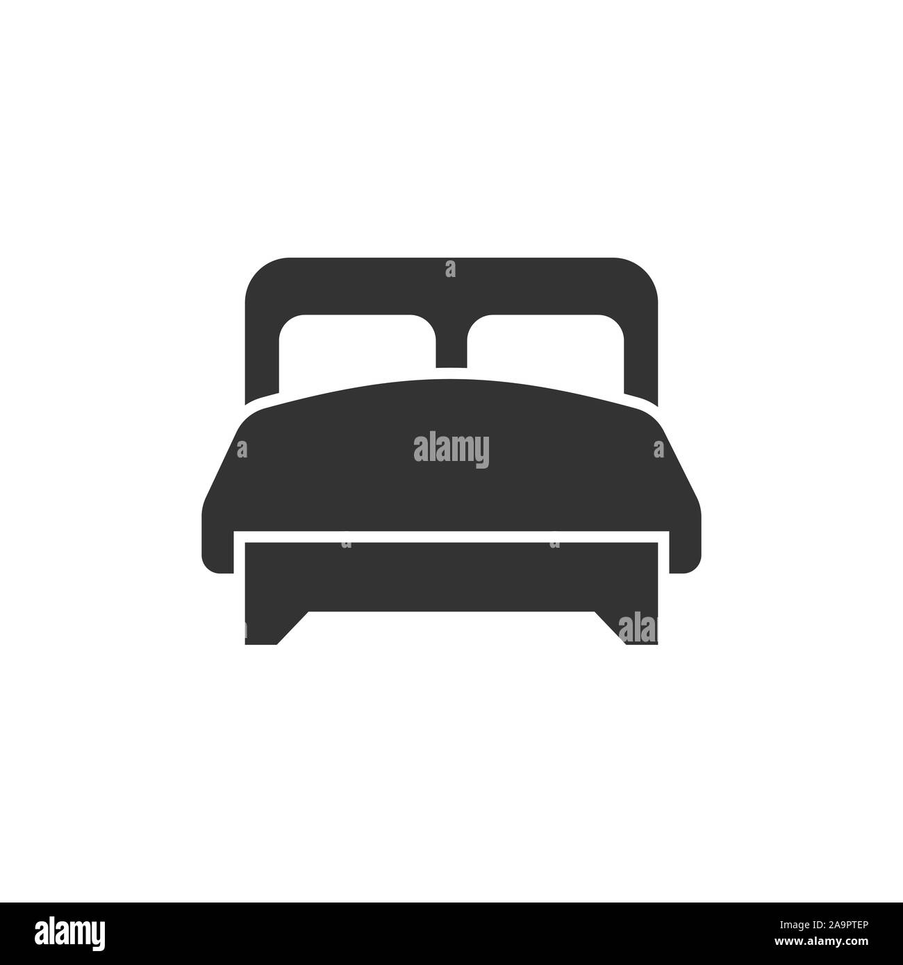 Bed icon in flat style. Bedroom sign vector illustration on white ...