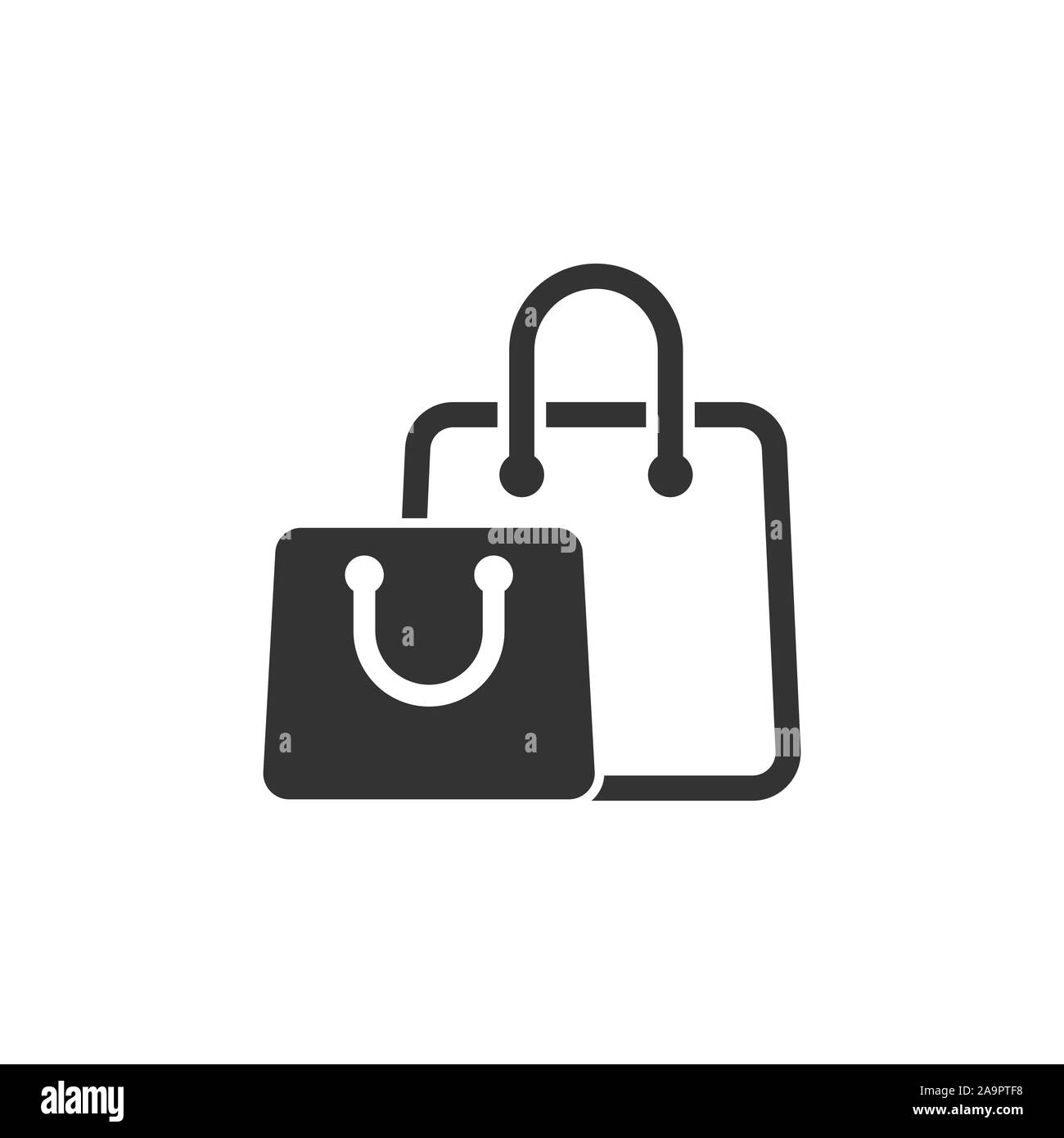 Shoping bag icon in flat style. Handbag sign vector illustration on ...