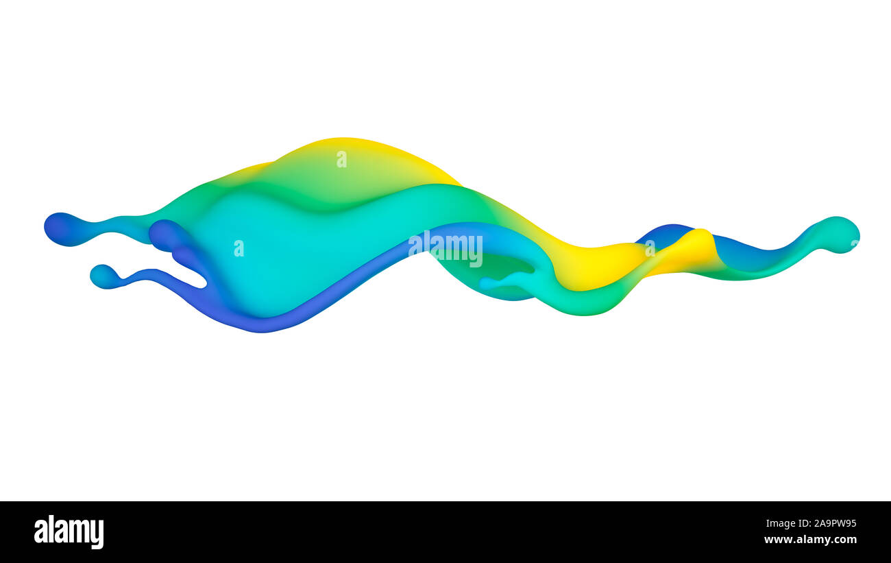 Beautiful multi-color splash of liquid . 3D illustration, 3D ...