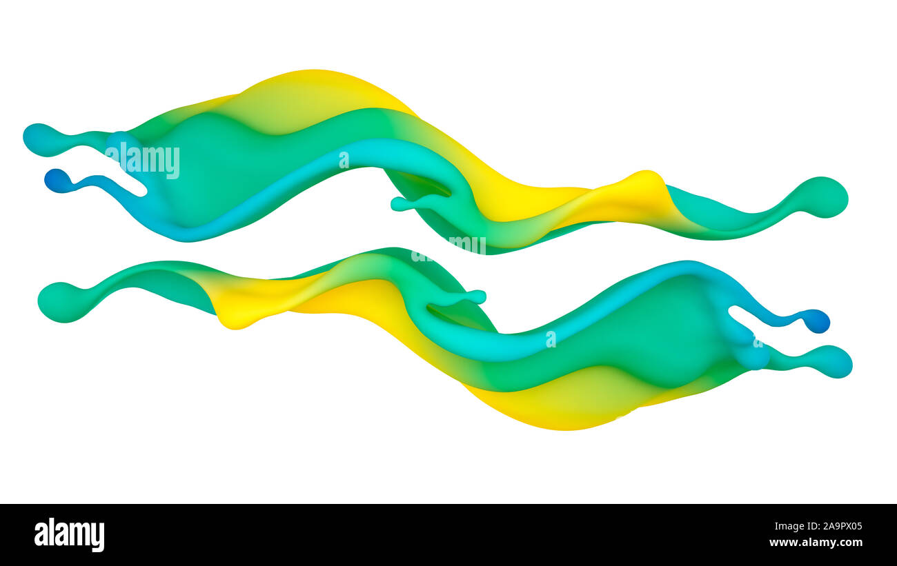 Beautiful multi-color splash of liquid . 3D illustration, 3D ...