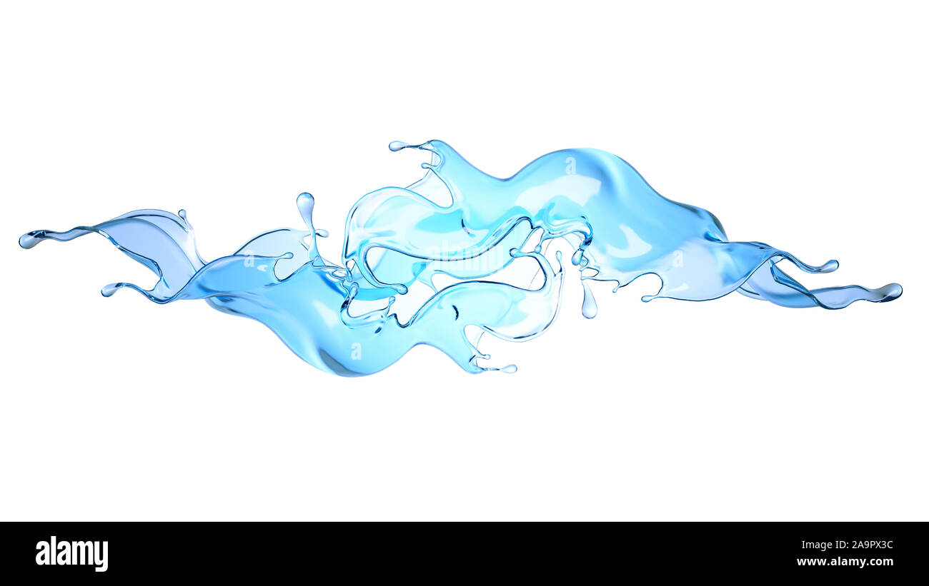 Splash of water on a white background isolated. 3d rendering 3d ...