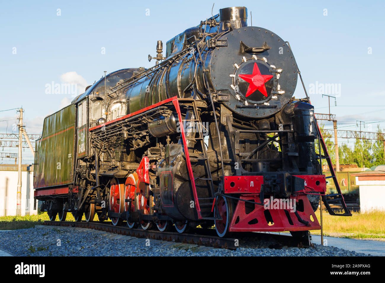 SHARYA, RUSSIA - JUNE 27, 2019: Soviet steam locomotive of the L series ...