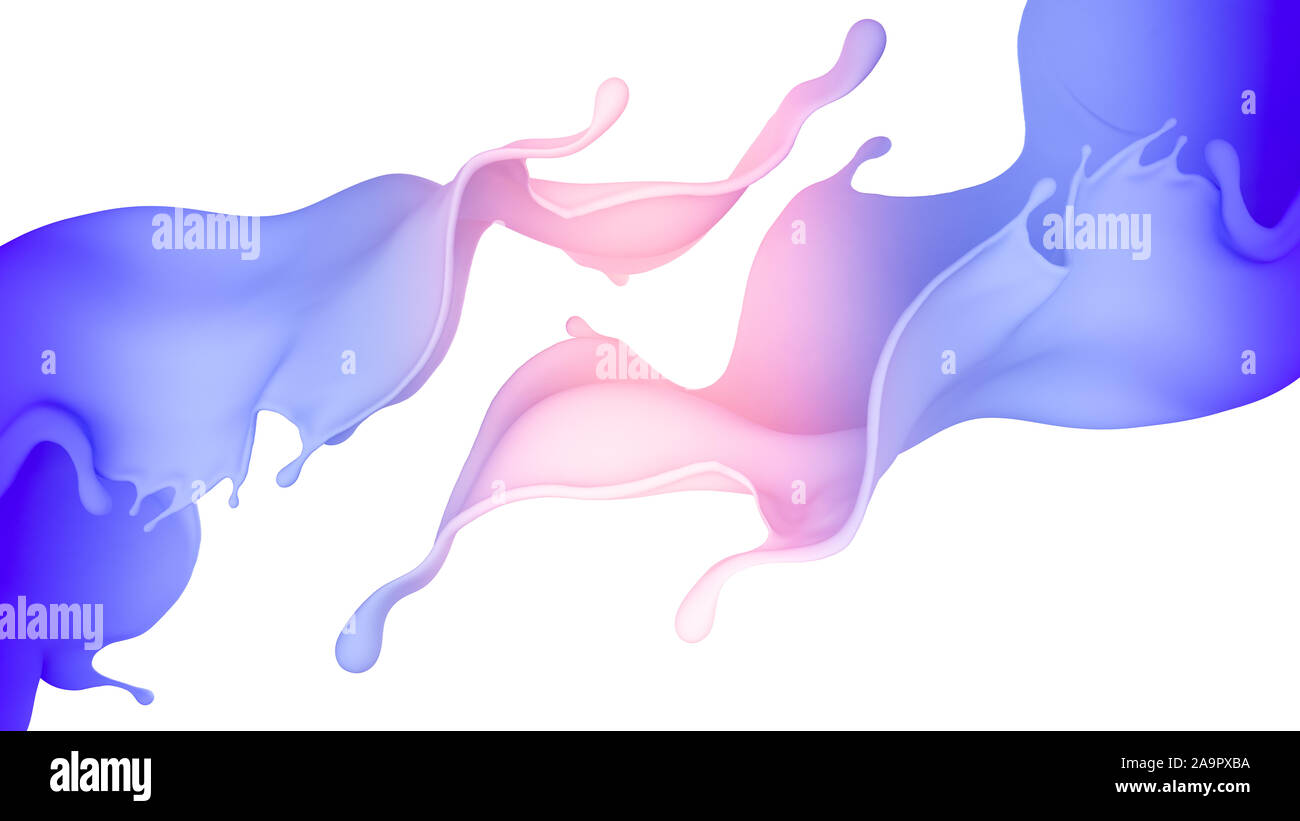 Beautiful multi-color splash of liquid . 3D illustration, 3D ...
