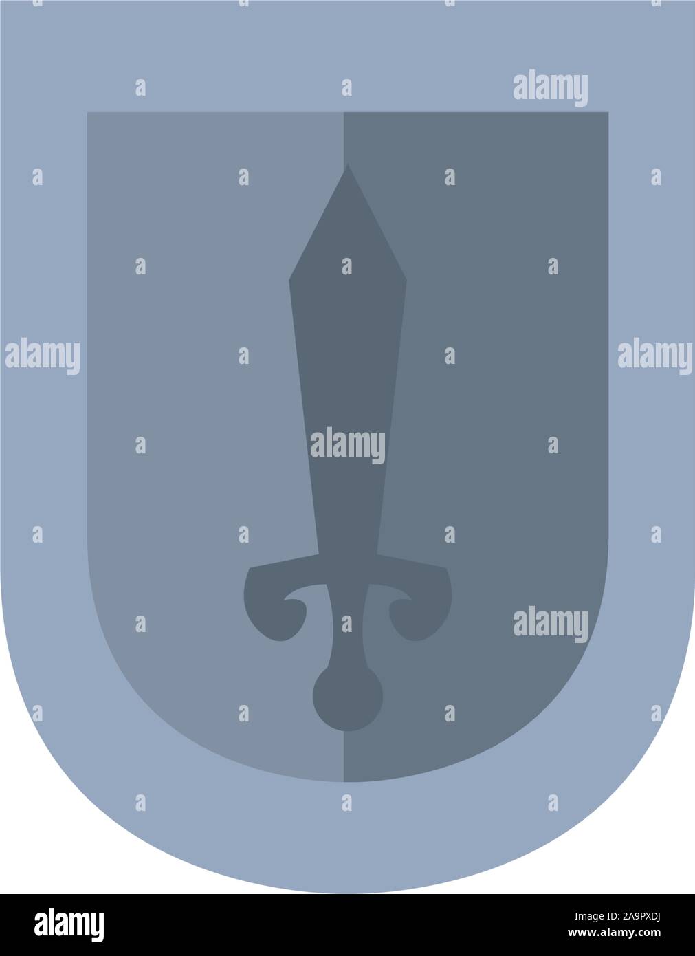 shield with sword antique medieval flat design vector illustration ...
