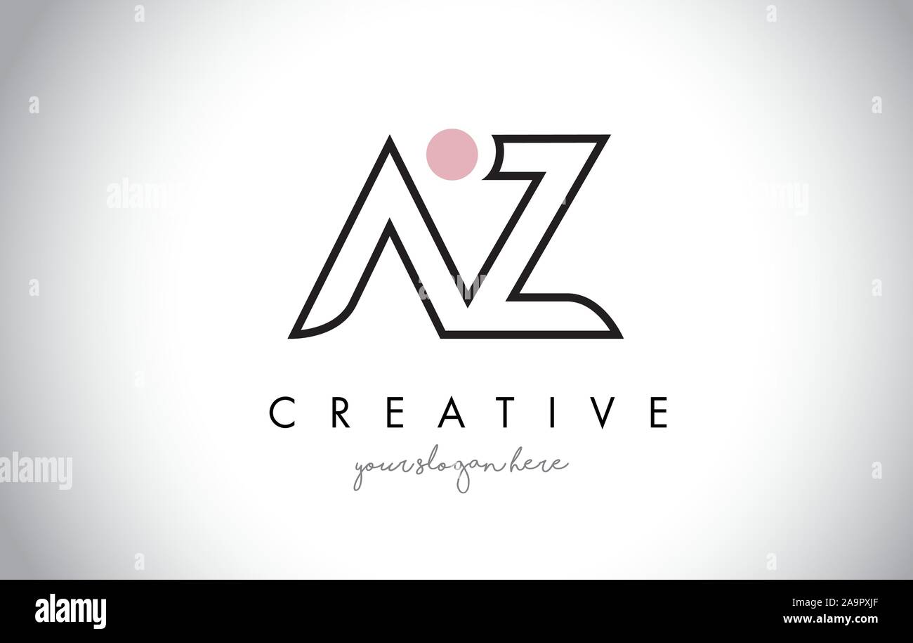 AZ Letter Logo Design with Creative Modern Trendy Typography and Black ...