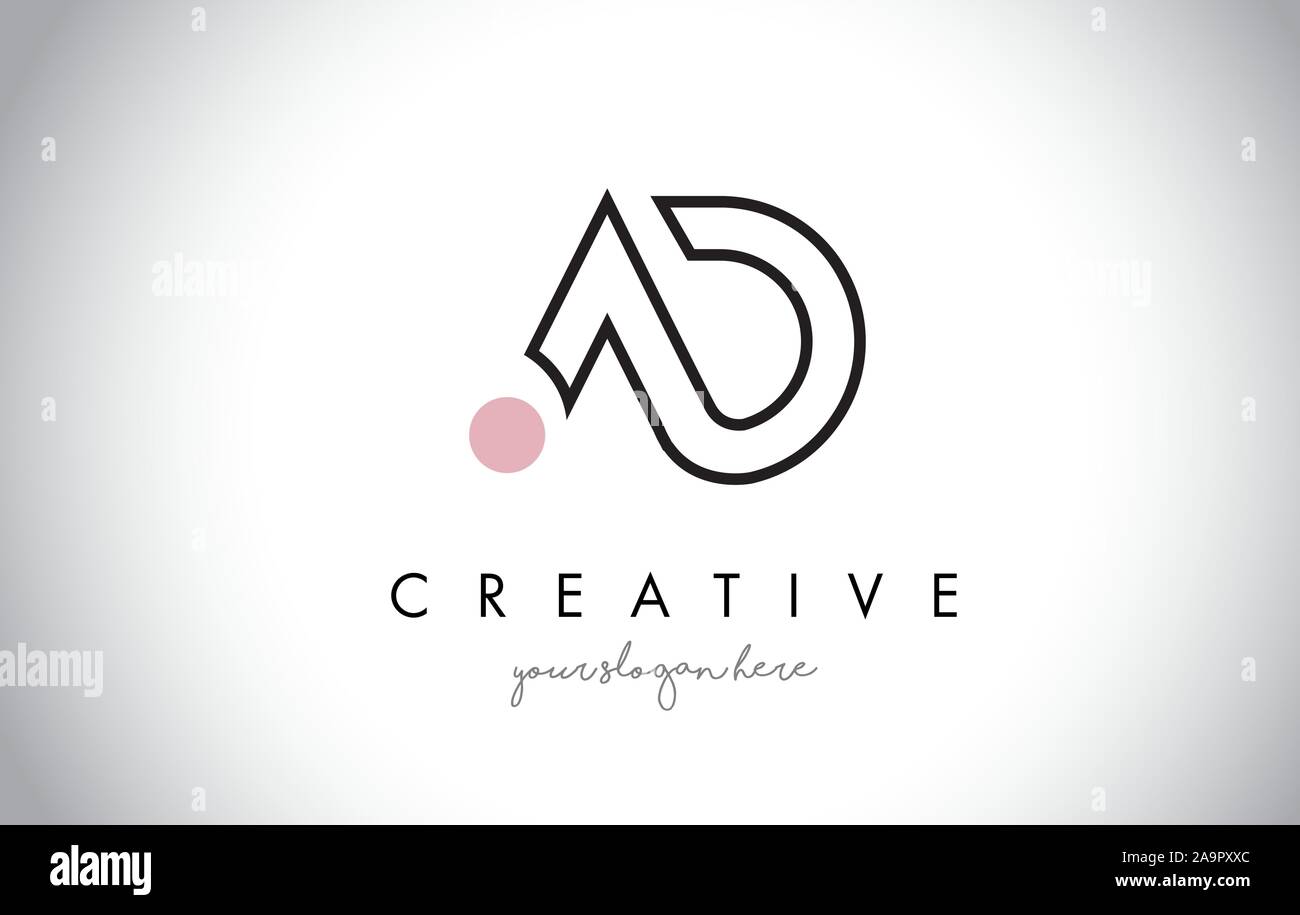 AD Letter Logo Design with Creative Modern Trendy Typography and Black ...