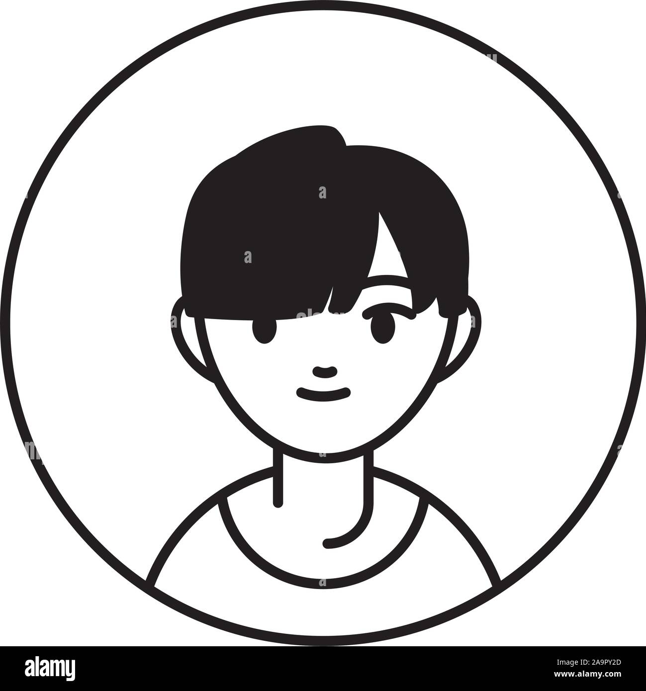 young guy avatar , person block line vector illustration Stock Vector ...