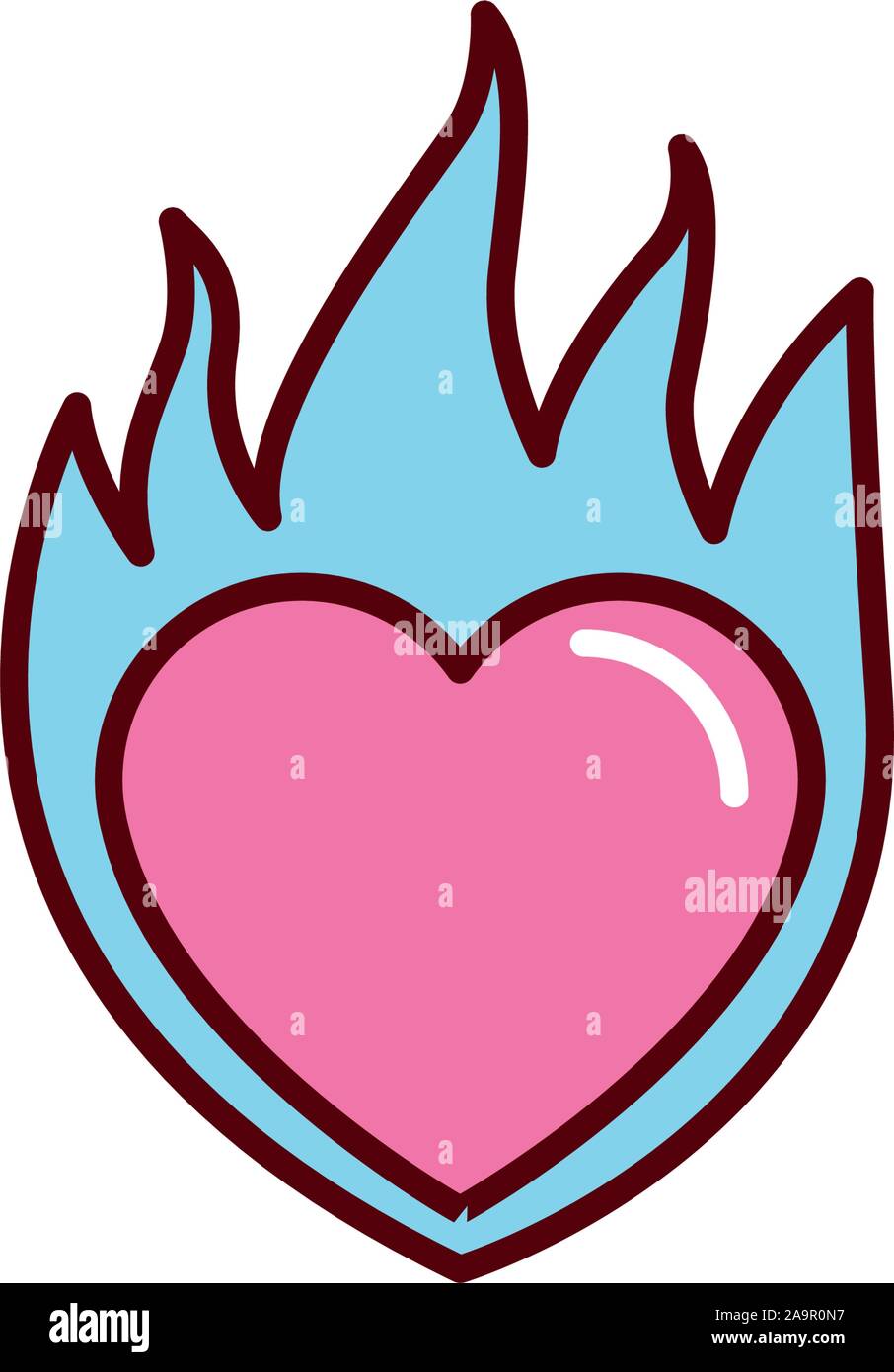 buning heart flame romantic passion love flat line vector illustration Stock Vector Image & Art ...