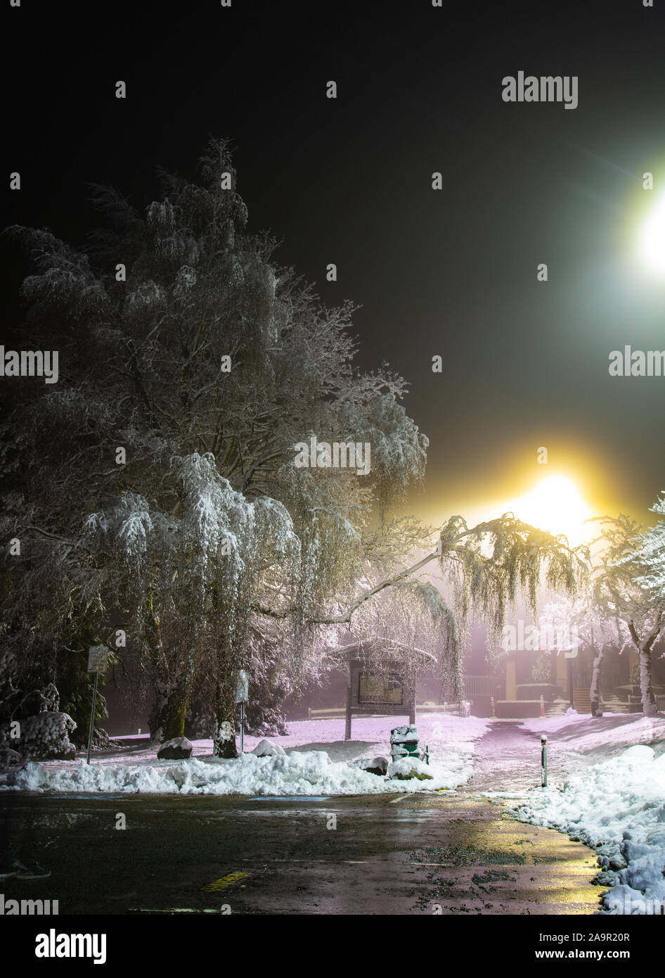 Snow falling night mountain hi-res stock photography and images - Alamy