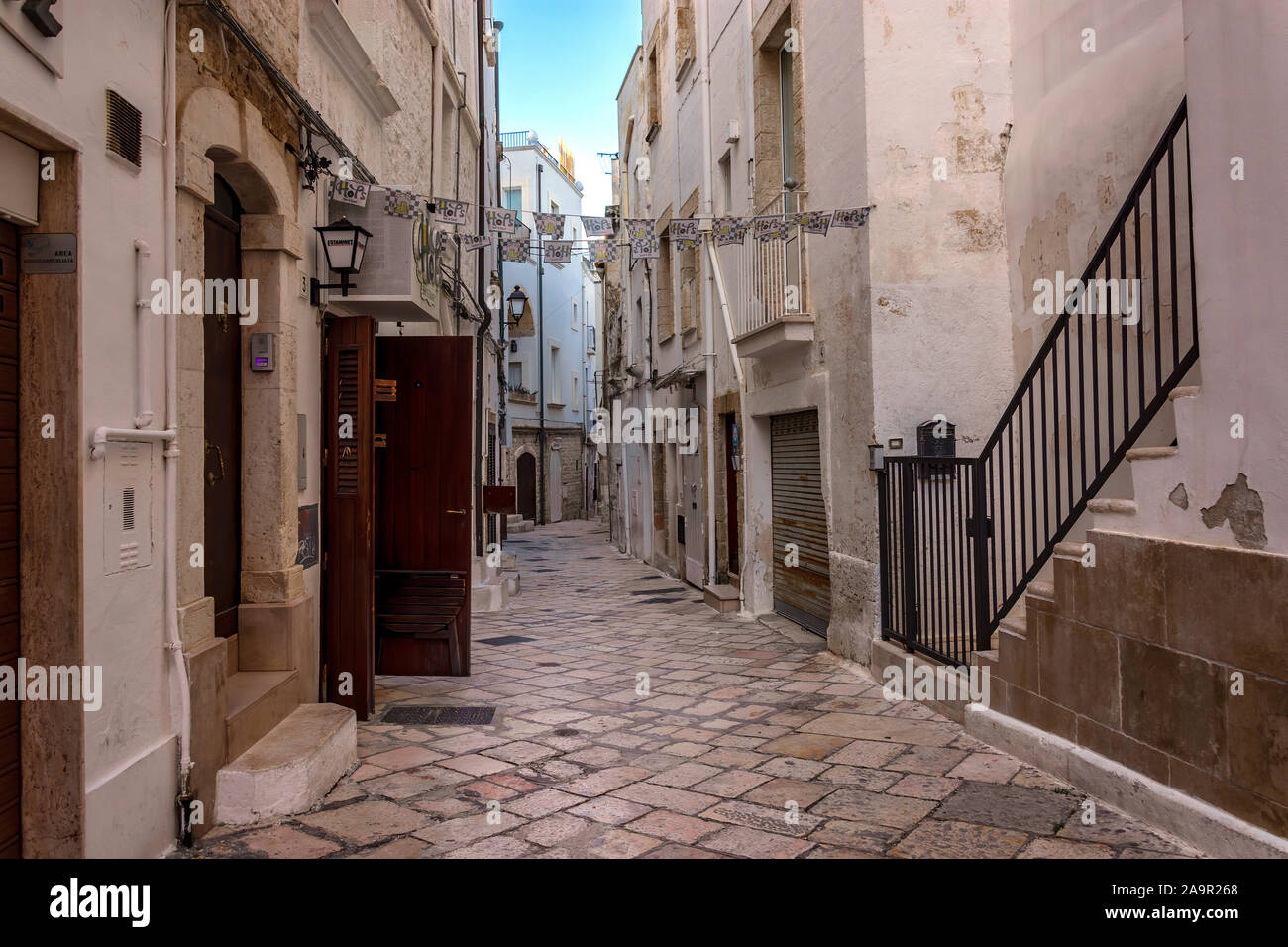 Evening winter on the streets of Polignano a Mare Old Town, Bari ...