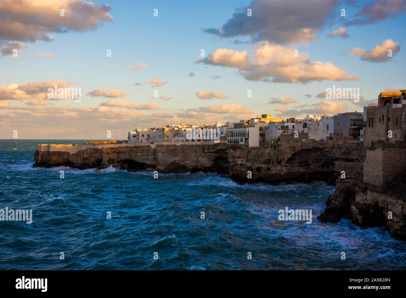 Evening winter scenic sight in Polignano a Mare, Bari Province, Puglia ...