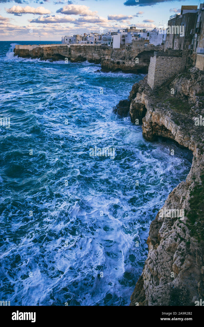 Evening winter scenic sight in Polignano a Mare, Bari Province, Puglia ...