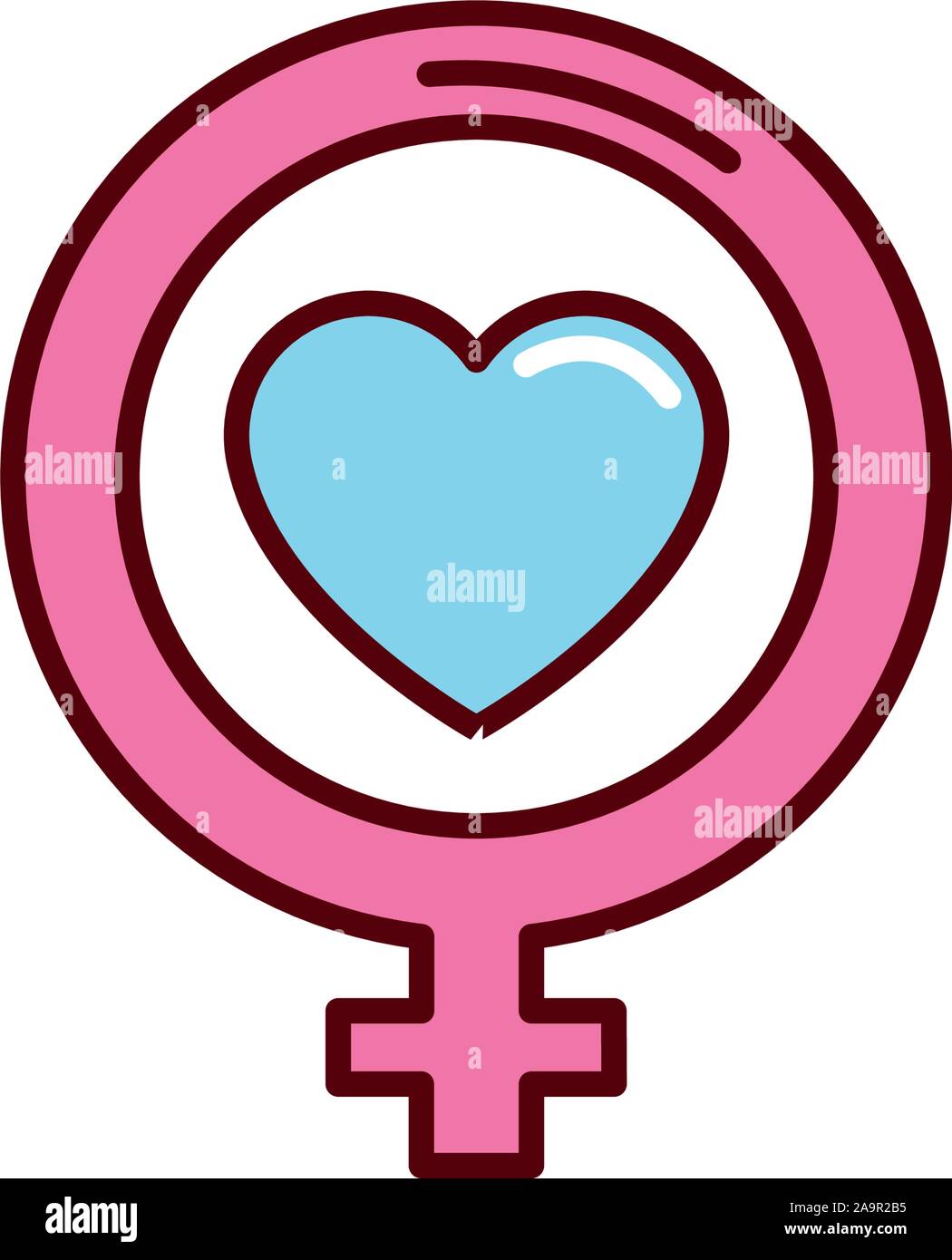 Gender Female Heart Romantic Passion Love Flat Line Vector Illustration