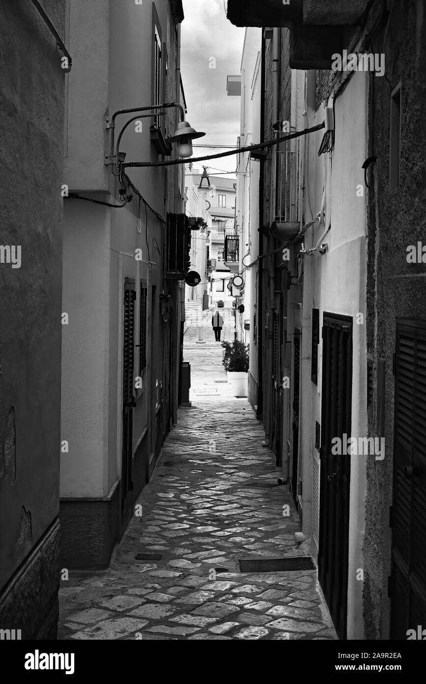 Evening winter on the streets of Polignano a Mare Old Town, Bari ...