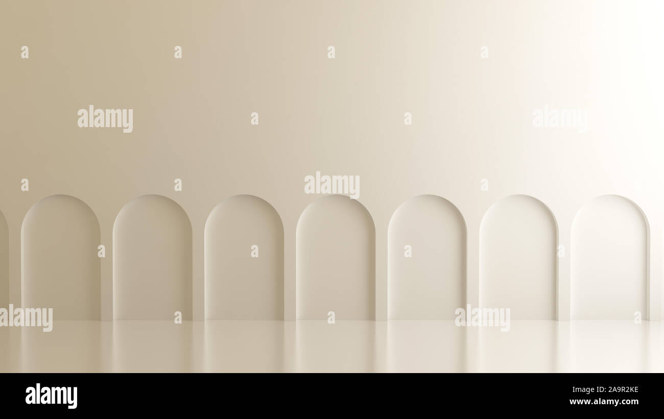 White 3d architectural background with arches and columns.3d rendering ...